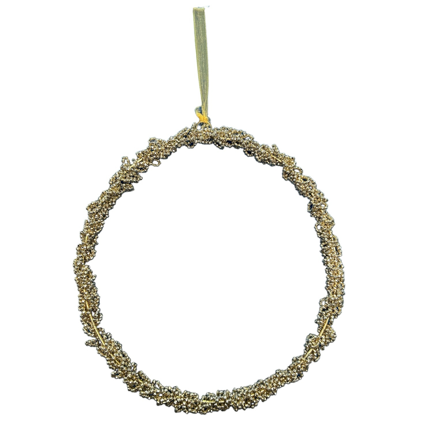 Grande couronne en perle doré argenté avec ruban - Inspiration berbere